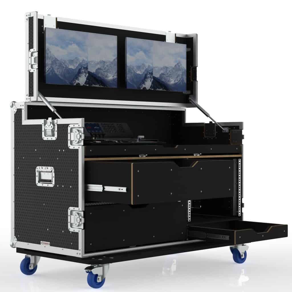 WORKSTATION CASE WITH GAS STRUT SUPPORTED LID, VESA MOUNTS FOR 2 OF 24 ...