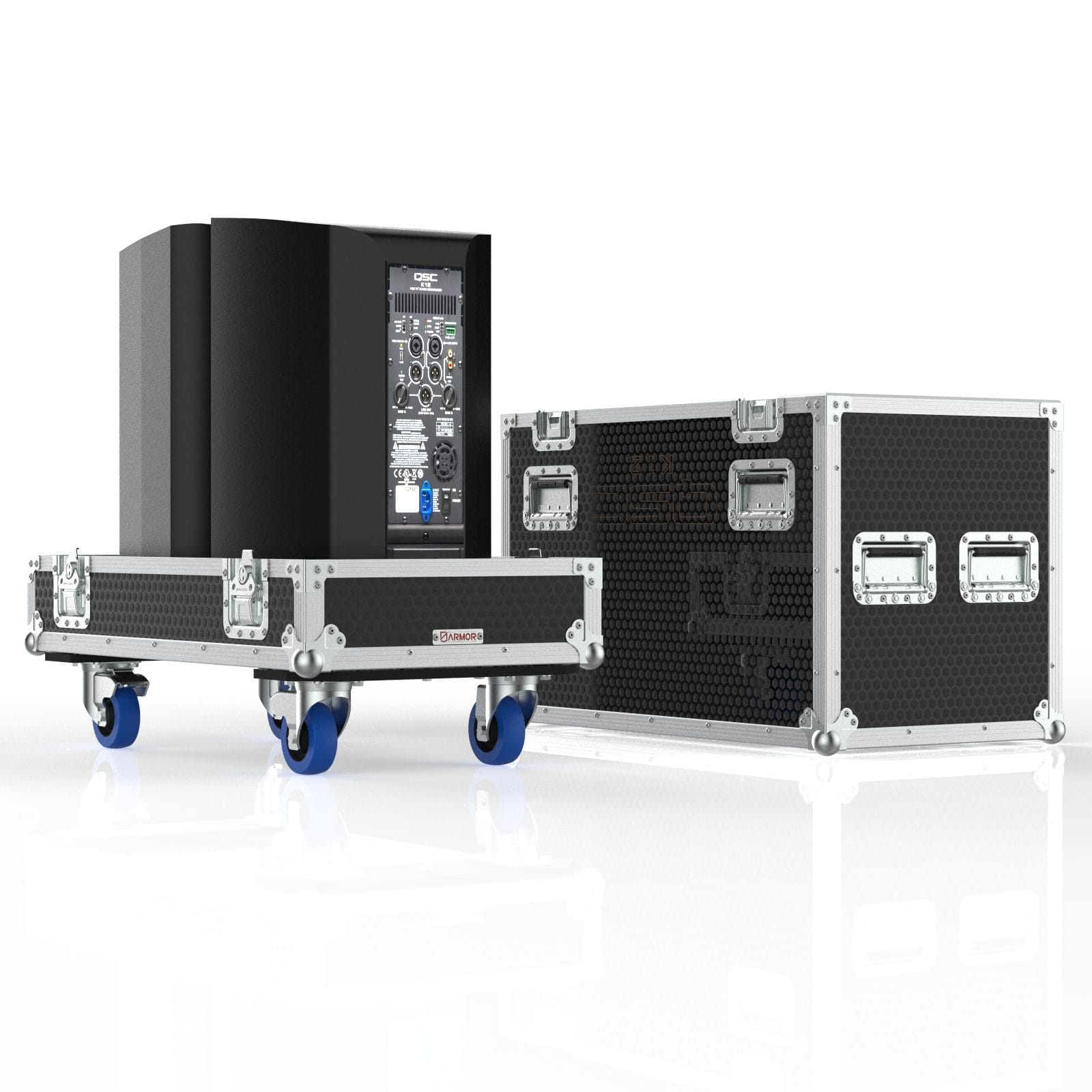 Road Case For Two QSC K12 Speakers – Rugged Build & Rear Storage